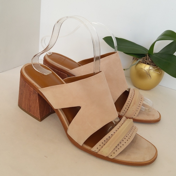 H by Halston | Shoes | Halston Suede Cream Color Leather Sandals | Poshmark